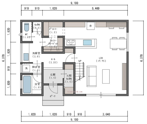 【2階建×4LDK×34坪】家事にも便利なフリースペース付！35坪以下、総二階の間取り | 咲くくらし