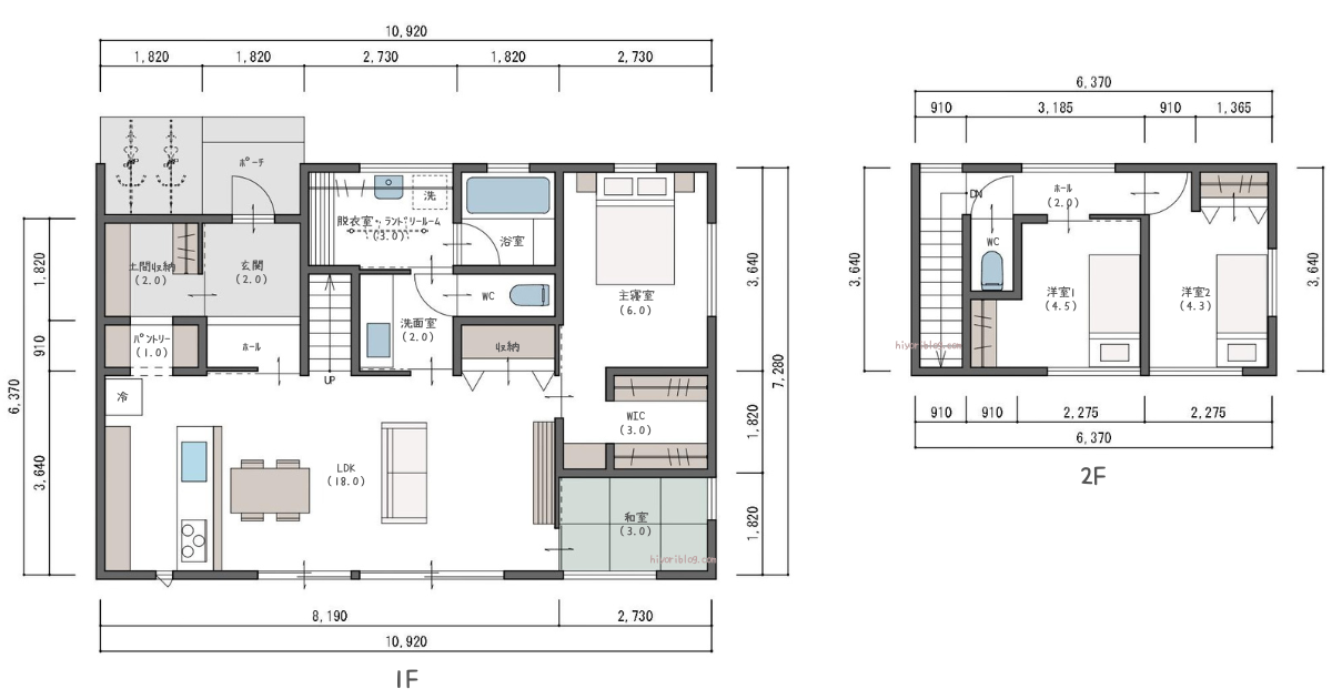 2階建×4LDK×30坪｜リビング続きの3畳和室が便利！1階に寝室があるほぼ平屋の間取り｜No.2-13 | 咲くくらし