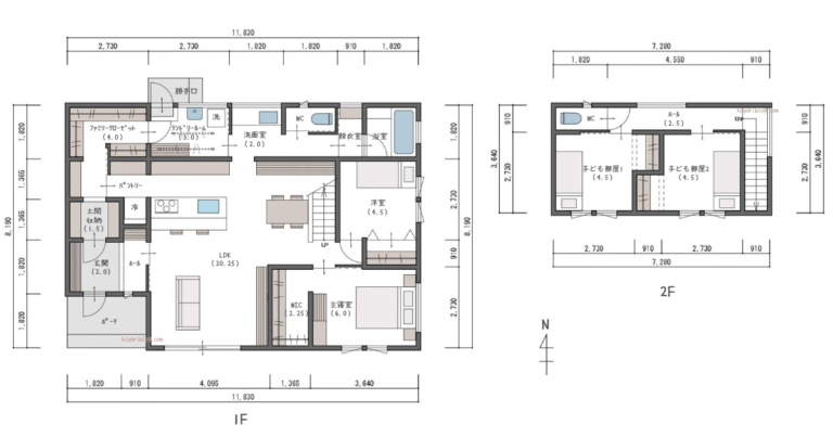 2階建×4LDK×35坪｜回遊動線・ランドリールームのある1階主寝室の間取り｜No.2-7 | 咲くくらし