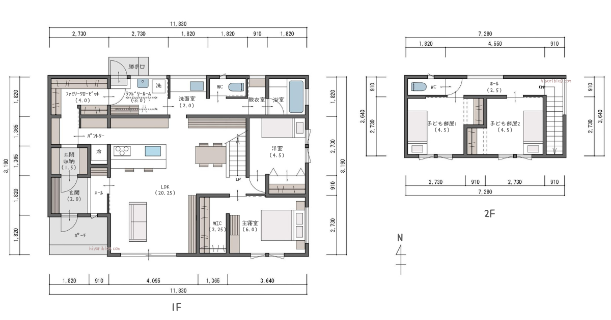 2階建×4LDK×35坪｜回遊動線・ランドリールームのある1階主寝室の間取り｜No.2-7 | 咲くくらし