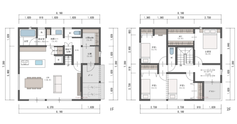 2階建×4LDK×33坪｜回遊できる35坪未満の総二階の間取り｜No.2-22 | 咲くくらし